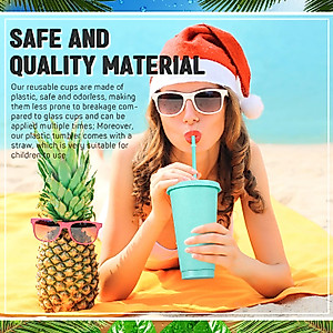 Roshtia 24 Pack Plastic Tumblers with Lid and Straw Reusable Cups Bulk Water Bottles Iced Coffee Travel Mug Cup for Birthdays Party Juices Adults Kids (24 OZ, Clear)