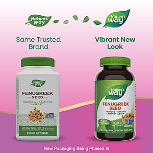 Nature's Way Fenugreek Seed, Traditional Lactation/Breastfeeding Support*, Non-GMO Project Verified, Vegan, 320 Capsules (Packaging May Vary)