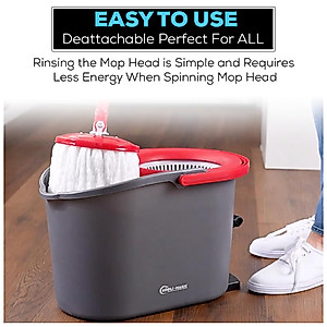 Simpli-Magic 79349 Spin Mop Kit with Three Mop Heads Included,16 x 11 x 11 inches, Red/Black