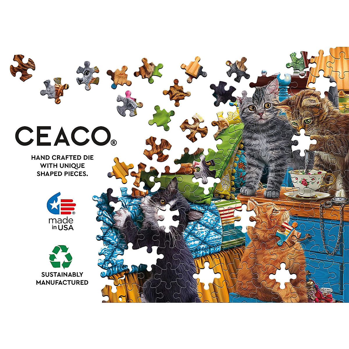 Ceaco - Paws Gone Wild Collection - Cute Kittens - 550 Piece Jigsaw Puzzle