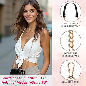 kilofly 2pc Gold Plated Faux Leather Removable Clutch Chain Shoulder Straps Set