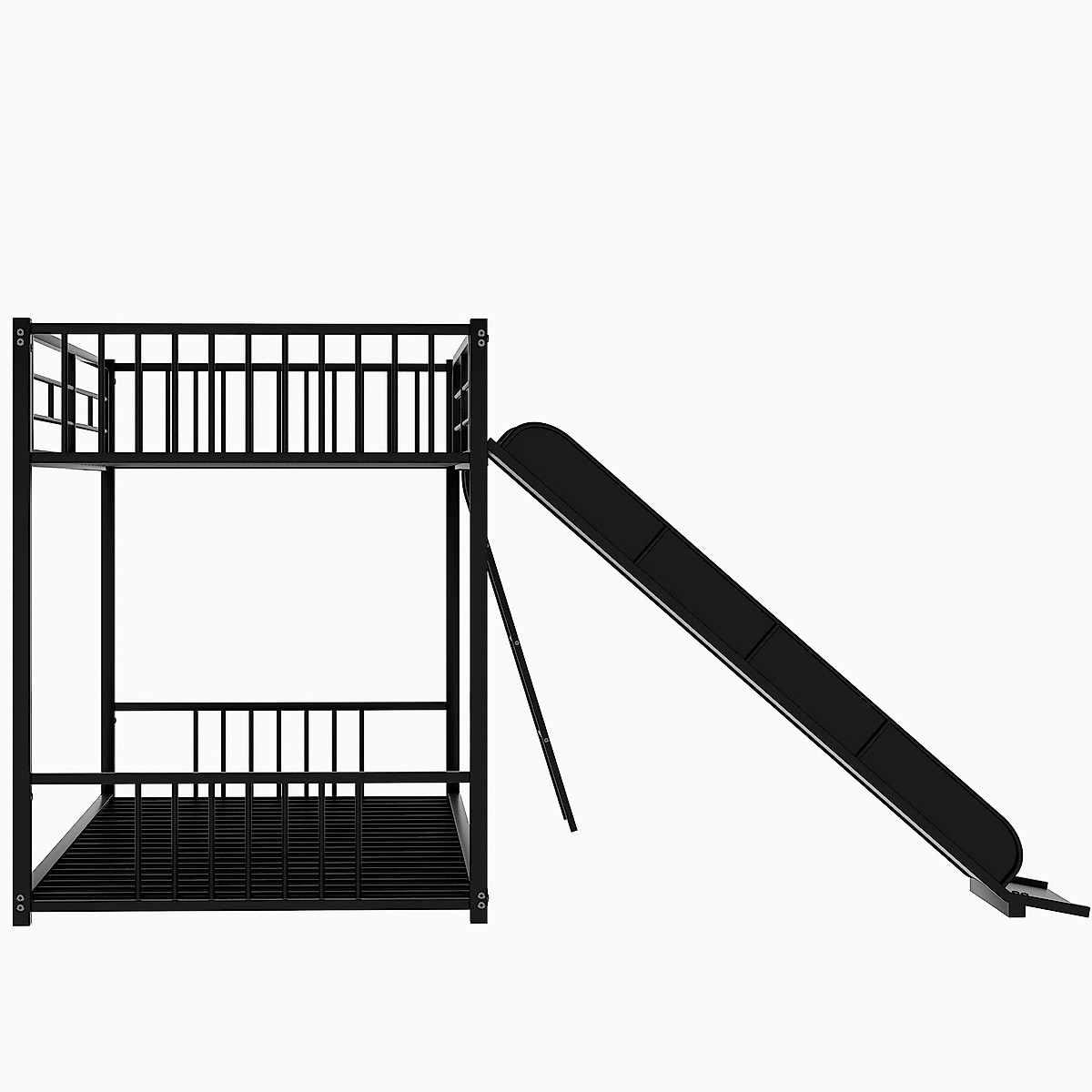 Bellemave Bunk Bed with Slide, Metal Twin Over Twin Bunk Bed with Slide and Ladder, Made of Heavy Duty Steel, for Kids Girls Boys Teens – Black