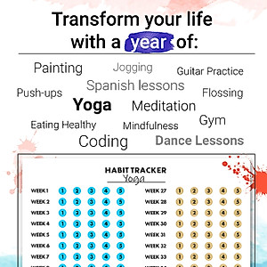 Panda Planner Habit Tracker Wall Calendar - 5 Per Week Habit Scratch Off - Self Care & Goal Accountability - Visual Progress