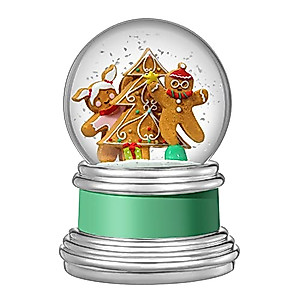 Haute Decor 5.75 Inch Christmas Snowburst Snow Globe with Gingerbread Characters and House, Battery Operated Automatic Snow Fall Timer