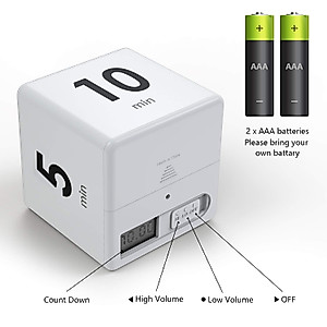 Cube Timer,Pretmess Gravity Flip Kitchen Timer for Time Management and Countdown Settings 1-3-5-10 Minutes