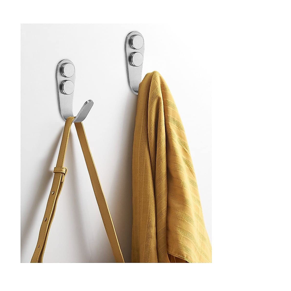 Mokife Coat Hooks Wall Mounted, 6 Pack Single Door Hooks Heavy Duty Brushed Wall Hook Stainless Steel, Large J Metal Hook for Hanging Clothes Jackets Robes Towels Hats Keys Bags Cups, Silver