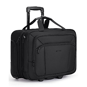 BAGSMART Rolling Laptop Bag, 17.3 Inch Rolling Briefcase with Wheels for Men Women,Large Rolling Computer Bag for Work Travel Business,Black