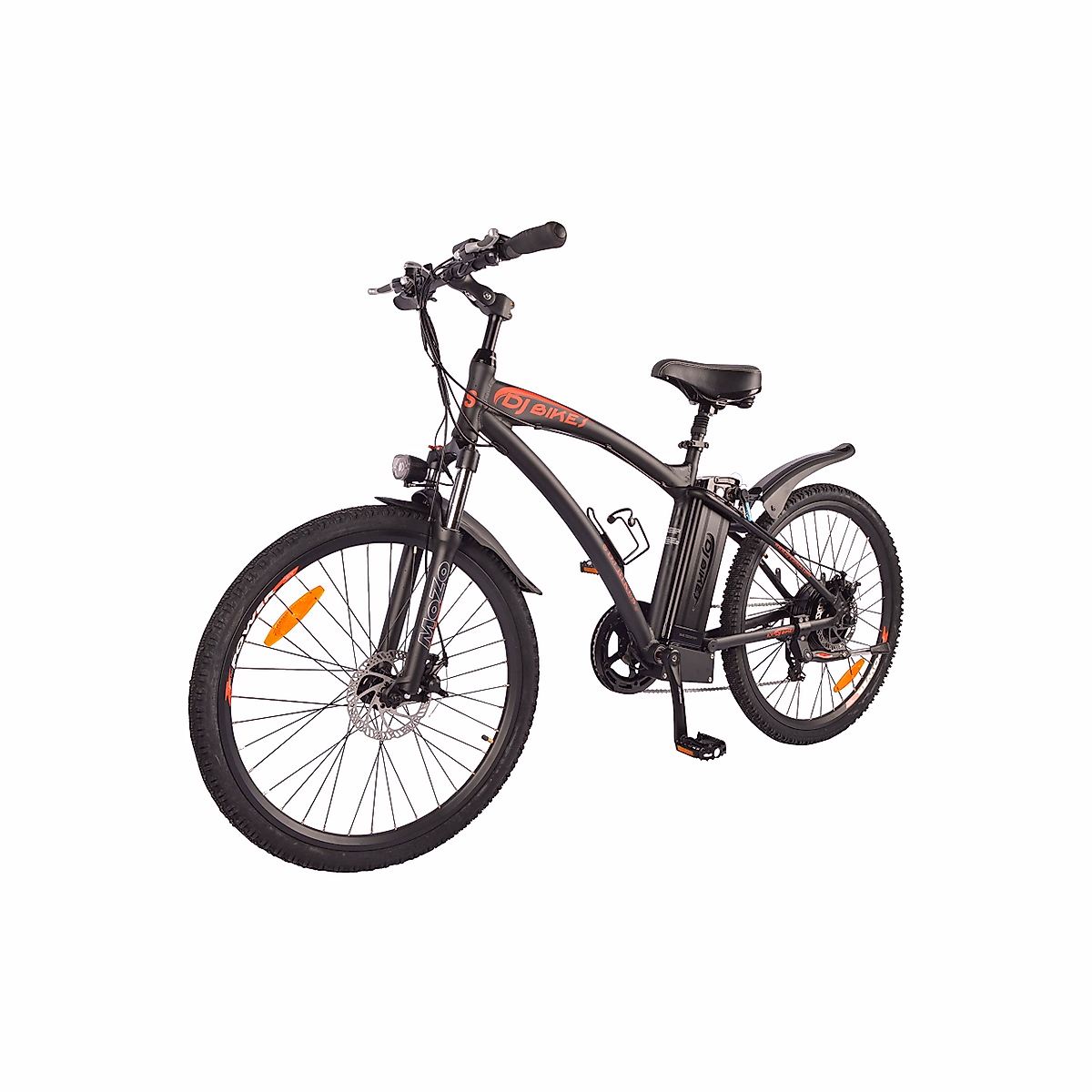 DJ Mountain Bike 750W 48V 13Ah Power Electric Bicycle, Matte Black, LED Bike Light, Fork Suspension and Shimano Gear