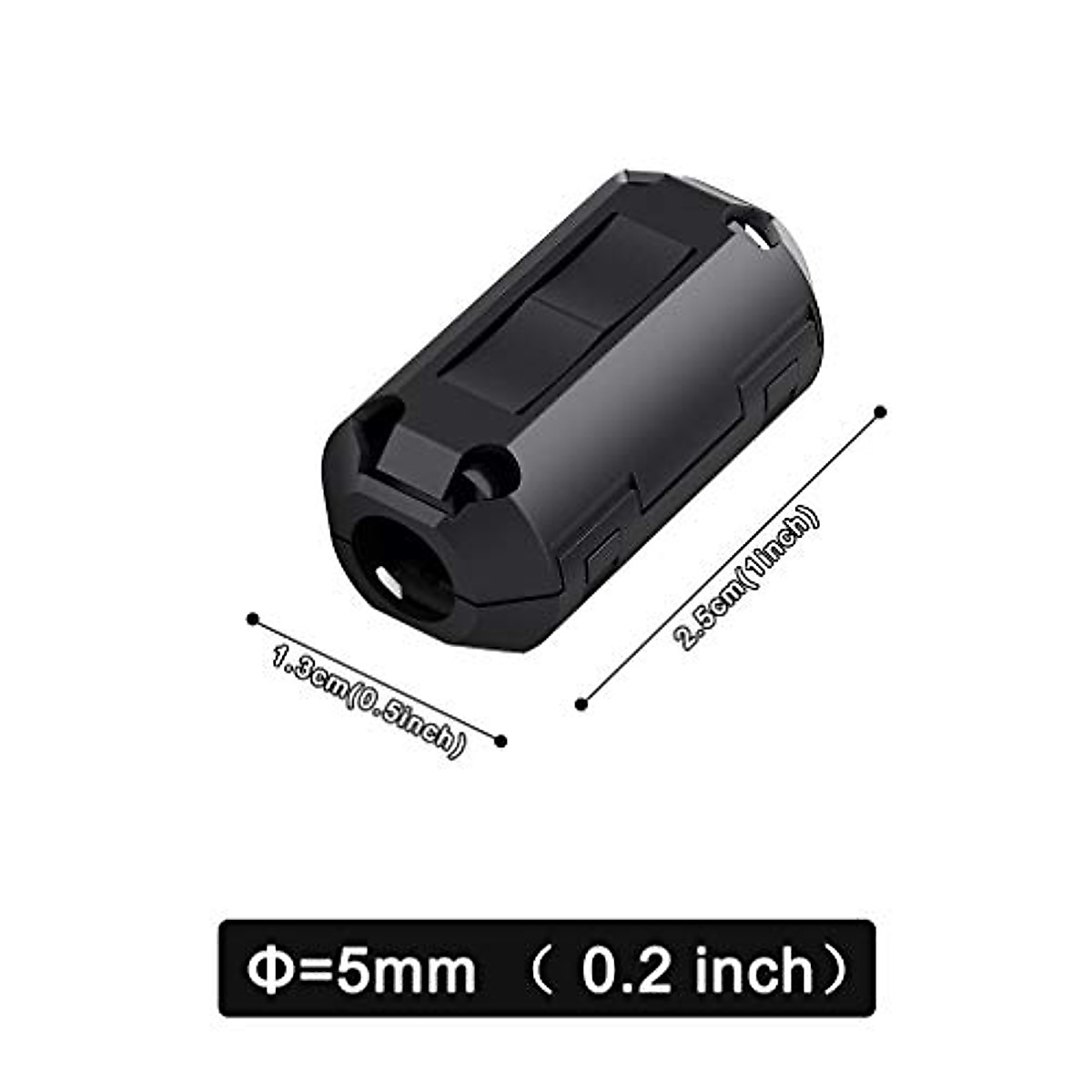 Viaky 12 Pack RFI EMI Noise Suppressor Cable Clip, Clip-on Ferrite Ring Core Noise Filter for 5mm Dia Cable(Black)