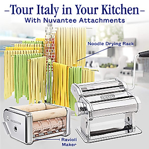Nuvantee Pasta Maker Machine,Manual Hand Press,Adjustable Thickness Settings,Noodles Maker with Washable Aluminum Alloy Rollers and Cutter, Perfect for Spaghetti,Fettuccini, Lasagna