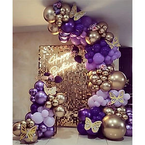 Purple Balloon Garland Kit Dark And Gold Arch Lavender Light Decoration For Baby Girl Princess Party Birthday