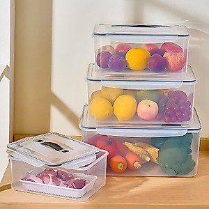 MueJah Food Containers Set with Lids, Buckle Sides & Handle, Refrigerable & Microwaveable, 9.9Ibs/15Ibs/23Ibs/32Ibs Capacity Airtight Organizers Storage Boxes