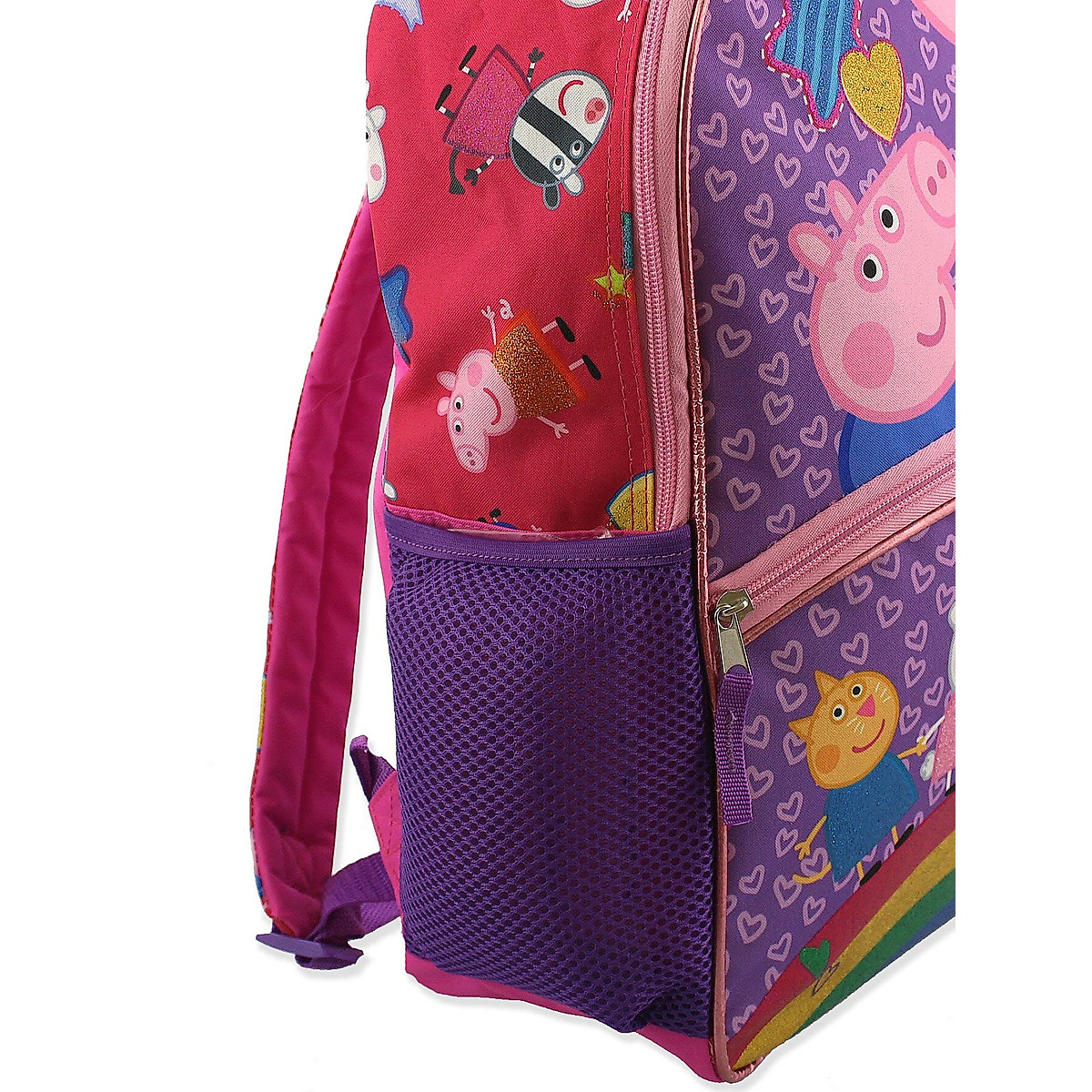 Peppa Pig Girls 5 piece Backpack and Lunch Bag School Set (One Size, Pink/Purple)