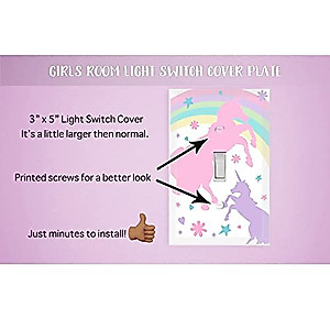 Girls Light Switch Cover Plate Kids Decorative Nursery Teen Toddler Room Decor Bedroom Bathroom Playroom (Pastel Unicorn)
