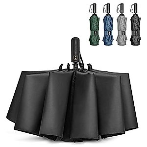 G4Free 62 Inch Large Golf Umbrella Compact Reverse Travel Umbrella 10 Ribs Windproof for Rain Double Canopy Automatic Open Close (Black)