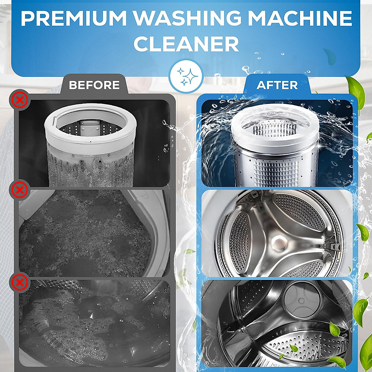 raxtup Washing Machine Cleaner Deep Cleaning Tablets For HE Front Loader & Top Load Washer, Clean Inside Drum And Laundry Tub Seal (30)