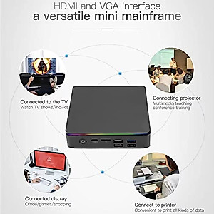 BUUA Mini PC, Wired Wireless Connection Mini Desktop Computer Z8350 CPU 4GB RAM 64GB ROM Small for Home for Office (US Plug)