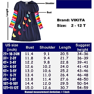VIKITA Little Girls Dresses Winter Girl Clothes Long Sleeve Navy Dress Xmas Gift for Kids 2-8 Years LH5805, 6T
