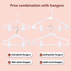 HOUSE DAY White Plastic Finger Clips for Hangers, 20 Pack Pants Hanger Clips, Strong Pinch Grip Clips for Use with Slim-line Clothes Hangers, Clips for Velvet Hangers