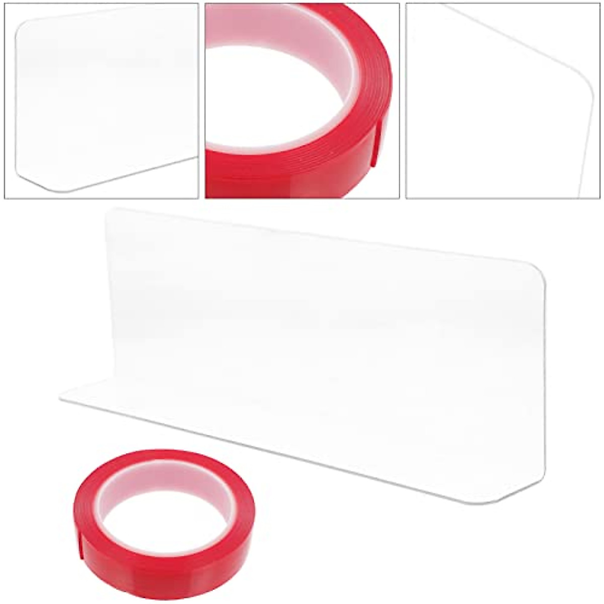 ULTECHNOVO Plastic Shelf Dividers Transparent Rack Shelf with Nano Tape, L-Shaped Acrylic Shelf Dividers for Commodity Snack Classification