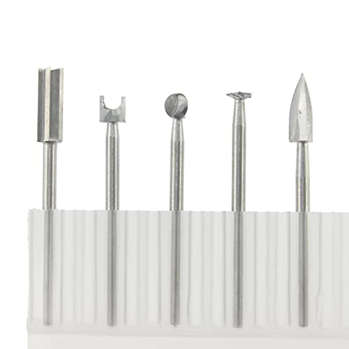 Luo ke 5 Pcs Assorted Wood Carving Bits, 1/8'' Shank Carbide Steel Engraving for Rotary Tool