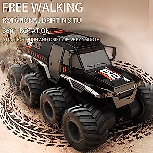 1：12 Scale 8WD Amphibious RC Truck, 2.4G Offroad Waterproof Large Remote Contorl Car for Boys 4-12 , All Terrain RC Car Toys For 7 8 9 10 11 12 Year Old Boys/Girls 4+, Gift Birthday Chirstams-Black