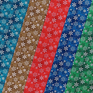 Mook Fabrics Cotton 2024 Christmas Snowflakes, Green Cut by The Yard