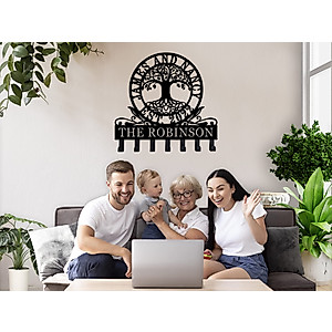 efcustomgifts Personalized Metal Key Holder, Tree of Life Design, 10 Hooks, Heavy Duty, Rust Resistant, Wall Mount, Front Door, Housewarming Gift