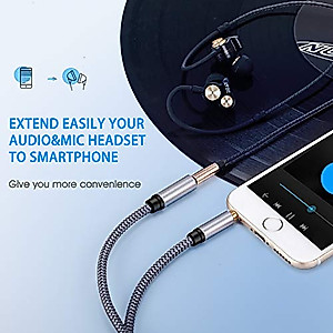 Audio Extension Cable 10Ft,Audio Auxiliary Stereo Extension Audio Cable 3.5mm Stereo Jack Male to Female, Stereo Jack Cord for Phones, Headphones,Tablets, MP3 Players and More (10Ft/3M, Silver)