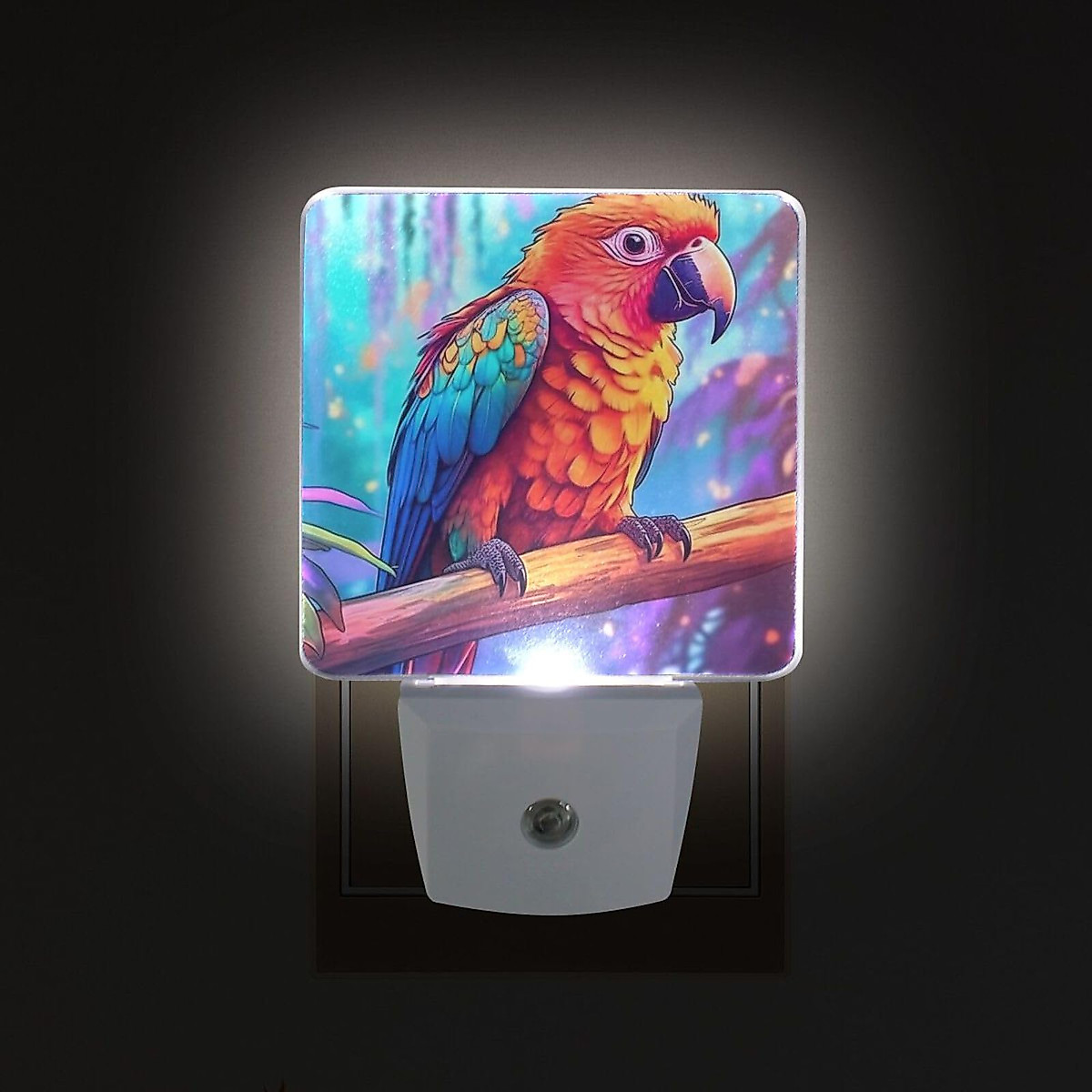 ZENWAWA Vivid Tropical Parrot Night Light Plug into Wall Decorative Auto Dusk to Dawn Sensor LED Night Lamp 2 Pack 3×4.5×1.4 in