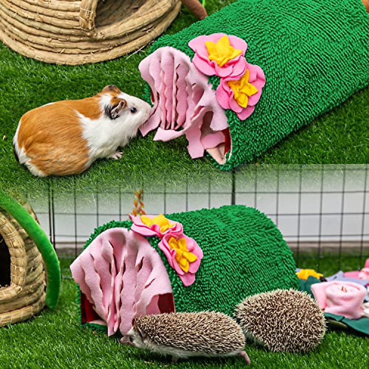 FAITUCOS Guinea Pig Hideout - Soft Fleece Tunnel House for Rat Hamster Hedgehog Chinchilla Squirrel Samll Animals - Cute Cactus Shapes Bedding Cage Accessories for Sleeping Rest Playing