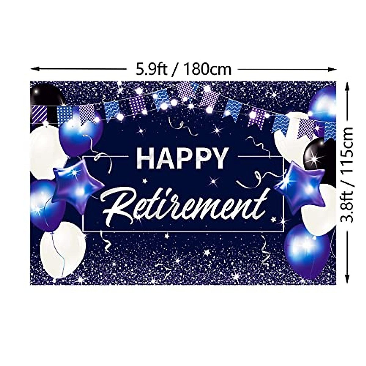 P.G Collin Happy Retirement Banner Backdrop Sign Retirement Going Away Party Decorations Supplies for Men Women 6 x 4ft, Blue White Retirement