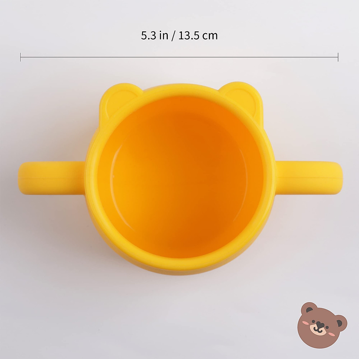 BLUE GINKGO Silicone Toddler Cups - Open Cup for Baby with Handles | Made in Korea | 8oz Training Open Cups for Toddlers 1-3 (Yellow)
