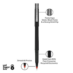 uni-ball 60152 Roller Ball Stick Dye-Based Pen Red Ink Micro Dozen