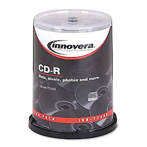 CD-R Discs, 700MB/80min, 52x, Spindle, Silver, 100/Pack