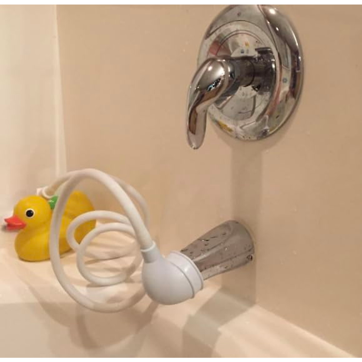 RMG Portable Hand Held Shower Sprayer for Bathtubs without Diverter - 42” Rubber Shower Hose and Sprayer - Convert Bathtub to Shower - Clamp to Secure Nozzle - Softer Rubber Connection