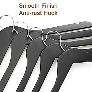 TOPIA HANGER Wooden Hangers 30 Pack, 0.28-inch Slim & Durable Clothes Hangers Space Saving, Black Wood Hanger with 360°Swivel Hook and Non-Slip Shoulder Notches for Coat,Shirts, Camisoles, CT51B