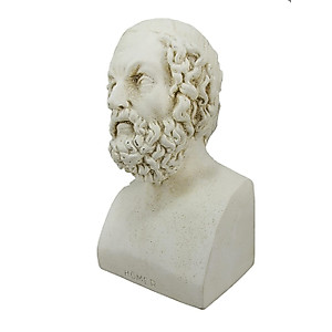 Aristotle and Homer Bust Antique White Plaster Bookends: Timeless Grecian Philosophy Sculptures, 8 Inches High, Decorative Pillars of Wisdom for Your Bookshelves