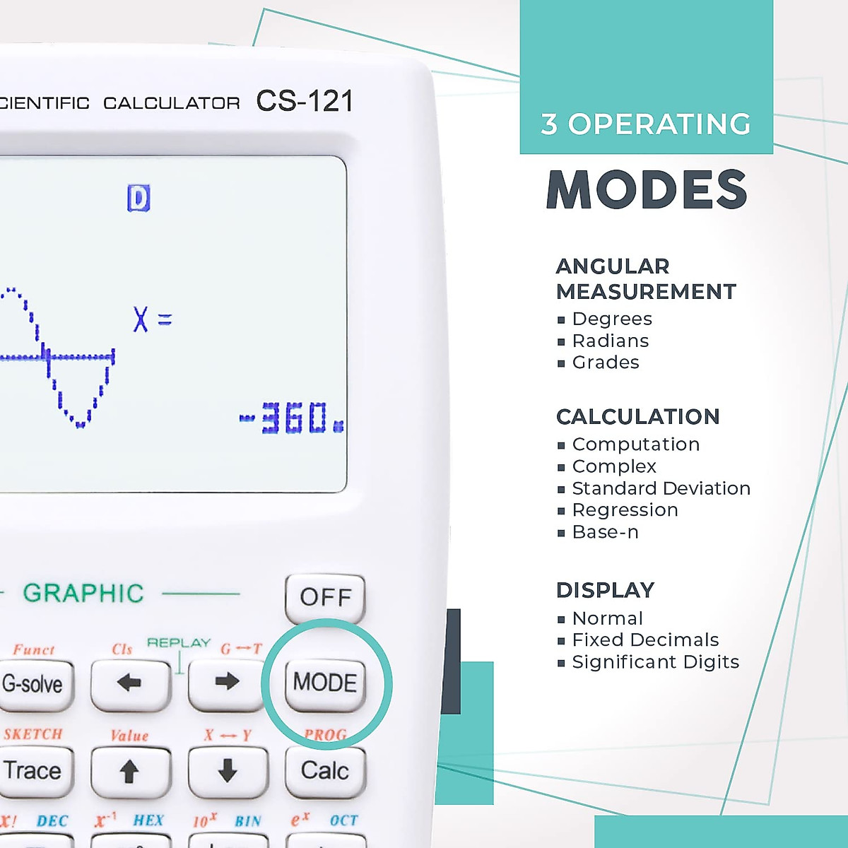 Scientific Calculator with Graphic Functions - Multiple Modes with Intuitive Interface - Perfect for Students of Beginner and Advanced Courses, High School or College