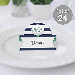 Big Dot of Happiness Par-Tee Time - Golf - Birthday or Retirement Party Tent Buffet Card - Table Setting Name Place Cards - Set of 24