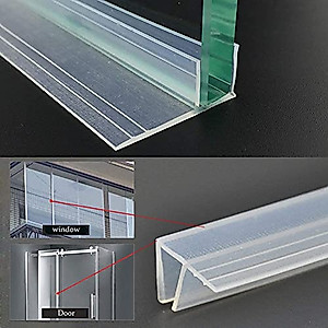 Queenbox Shower Door Seal Strip 120 inches Cuttable Length, 20mm Extended Water Retaining Edge, Frameless Glass Door/Window Sweep to Stop Shower Water Leaks, 1/4"(6mm) Glass Thickness, Clear (F-Type)