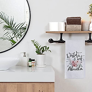 Safito World’s Best Abuela Decorative Absorbent Waffle Dish Towels for Kitchen Bathroom, Grandmother Birthday Gifts, Mother’s Day Kitchen Towels Hand Towels Tea Towels16×24 inches