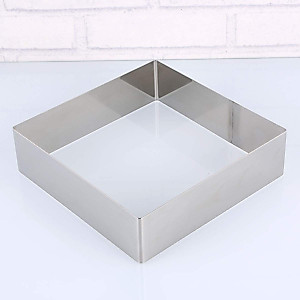 Cabilock Tiramisu Baking Mould for Mouss Ring Stainless Steel Cake Ring Pastry Ring Cirle Mold for Baking Cutting Cake Biscuit (Silver 9 Inch)