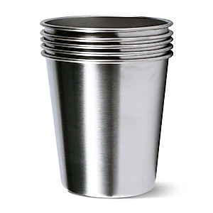 KISEER 5 Pack 8 Ounce Stainless Steel Pint Cups Shatterproof Cup Tumblers Unbreakable Metal Drinking Glasses for Bar, Home, Restaurant