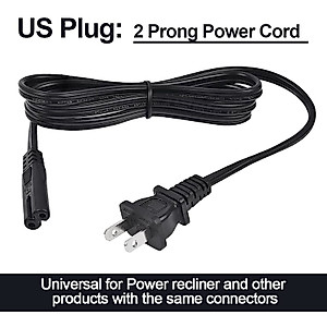 CUGLB 4 Feet AC Power Supply Cord Replacement for Electric Recliner or Lift Chairs, Compatible with Okin, Limoss, Pride, Golden, Lazboy, Berkline etc.