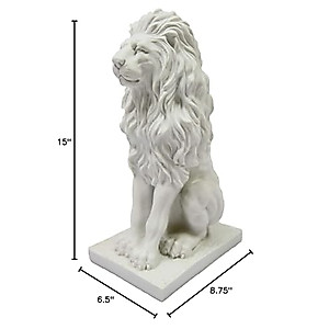 15" Sitting Down Aggressive Lion Statue Figurine Figure Vittoria Collection Made in Italy Indoor Outdoor Garden