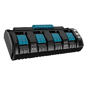 DTEZTECH DC18SF 4-Ports Charger for Makita 14.4V-18V Li-ion Battery, Rapid Charger for DC18SF DC18RC DC18RD DC18RA, Compatible with BL1815 BL1820 BL1830 BL1840 BL1850 BL1860 BL1430 BL1440 BL1450