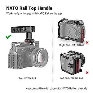 SmallRig NATO Top Handle Quick Release Handgrip, Built-in Cold Shoe Mount, 1/4''-20 and 3/8''-16 Thread Holes, Locating Holes for ARRI Standard, Back/Forward Adjustable - 1955