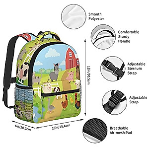 KiuLoam Farm Animals Kids Backpacks For Toddler Boys And Girls Preschool Backpack With Chest Strap 12 Inch