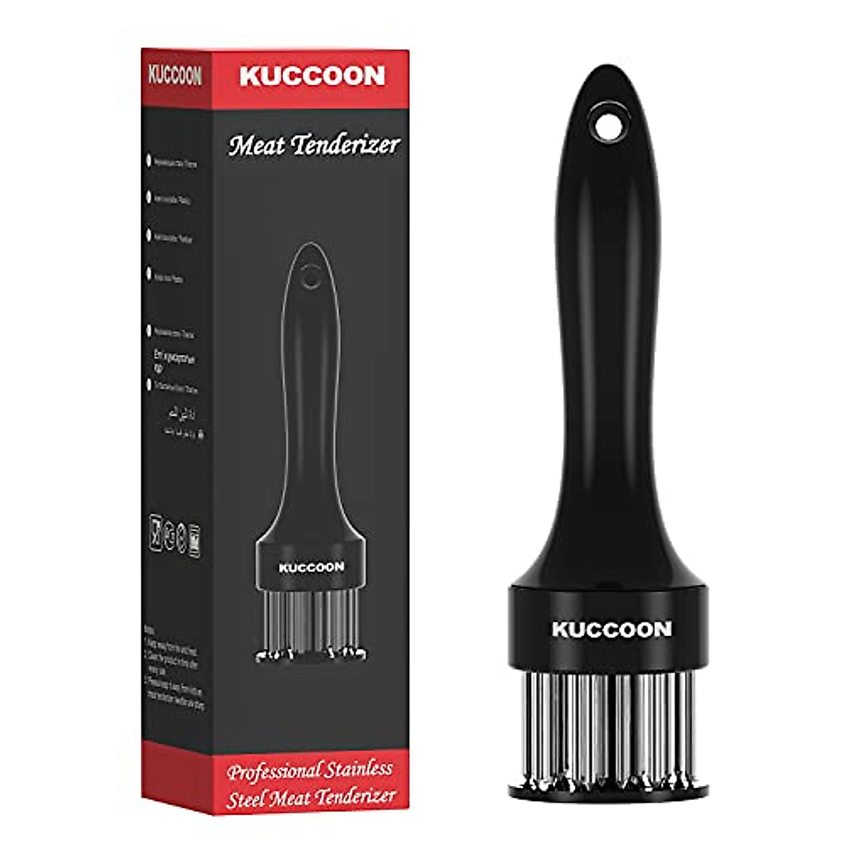 KUCCOON Meat Tenderizer Tool Stainless Steel Needle Ultra Sharp 24 Blades Tenderizer Tool for Tenderizing Beef Chicken Steak Veal Pork